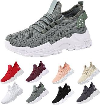 Generic Baskets &eacute;paisses d&eacute;contract&eacute;es et confortables pour femme - Baskets orthop&eacute;diques en maille respirante - Antid&eacute;rapantes - Avec soutien de la vo&ucirc;te pla