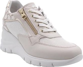 Nero Giardini E512940D Sneakers Femme en Cuir, Toile Et Matière Technique - Ivoire 40 EU