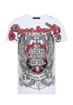 Cipo & Baxx T-Shirt T-Shirt mit Schattenmuster auf der Vorder-und R&uuml;ckseite