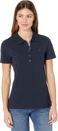 Tommy Hilfiger Kurzärmliges Poloshirt, einfarbig, Marineblau, Größe XS (US 0-2), Marineblau, X-Klein