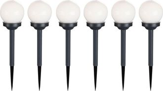 Globo Lighting Solarleuchte Kugel Steckleuchte Gartenlampe Kugelleuchte Erdspie&szlig;, wei&szlig; grau, LED warmwei&szlig;, DxH 10x39 cm, 6er Set