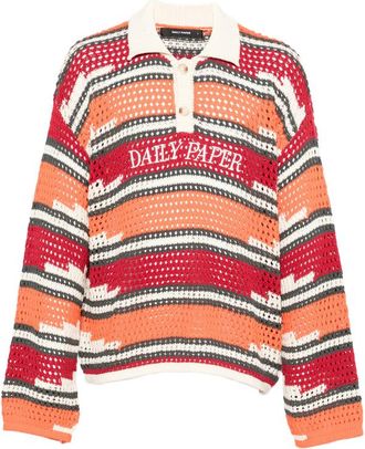 Daily Paper Clothing Striped Knit Polo Shirt