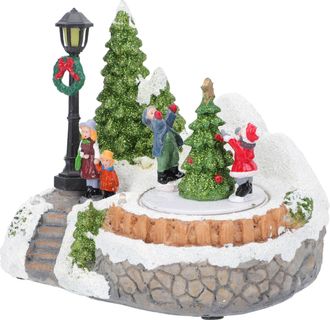 SOLUSTRE LED Weihnachtsmusik Haus Ornament aus Harz Leuchtendes Weihnachtsdekor mit LED Licht Bunte Weihnachtsdekoration f&uuml;r Wohnzimmer Fenster und Tisch