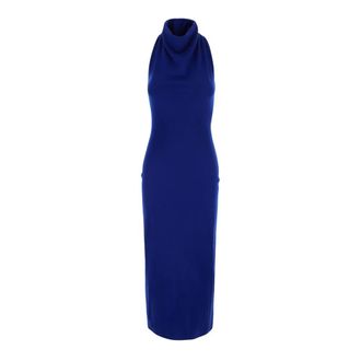 Givenchy Langes Kleid mit Drapierung aus Wolle - - Dresses - Damen - Blau - XS