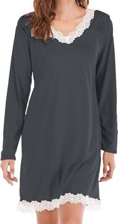 Generic Chemises de nuit longues pour femmes &agrave; manches longues - Chemises de nuit et chemises de nuit en pur coton pour femmes - Ensembles de v&ecirc;tements de nui