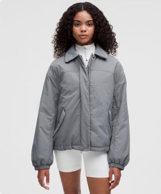 lululemon Isolierte Jacke mit Kragen im Oversized Fit f&uuml;r Frauen - Gr&ouml;&szlig;e 2XS in Solar Grey