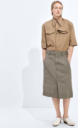 Bottega Veneta Jupe en gabardine de coton et de soie - Gris Et Argent - Femme - 34