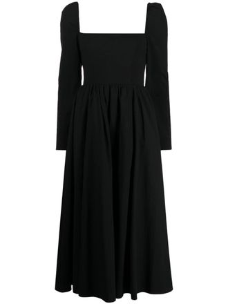 Reformation robe mi-longue Elly &agrave; col carr&eacute; - Noir