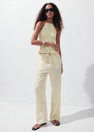 Mango Pantalon bora jaune pastel - Femme - 32 - MANGO