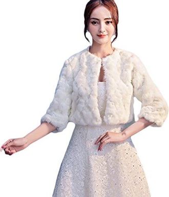 Insun Imitation Fourrure pour Femmes Wrap Étole de Châle et Boléro Cape Veste Boléro pour Robe de Mariée Ivoire 1