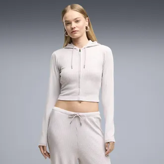 Puma Hoodie c&ocirc;tel&eacute; et zipp&eacute; Essentials Femme, V&ecirc;tements, Rose, XL