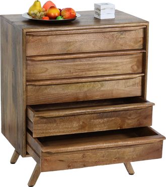 Mendler Highboard HWC-L96, Kommode Sideboard Schrank Schubladen Massiv-Holz Mango 81x65x43cm MVG-Zertifiziert