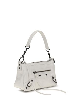 Balenciaga Womens Le City Moto Mini Handbag Optic White Lamb Ovis Aries Handbags Hand Bags