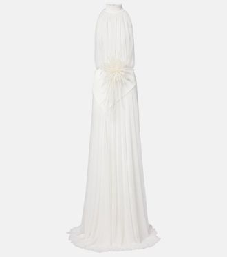 DAVID KOMA Robe longue &agrave; appliqu&eacute; floral