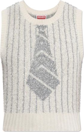 Kenzo Femme, Pulls, Beige, Taille: 42 FR Gilet Col Roul&eacute; avec Fil Lurex