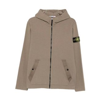 Stone Island Homme, Sweatshirts et sweats &agrave; capuche, Gris, Taille: S SweaT-shirt &agrave; capuche zipp&eacute; avec &eacute;cusson logo