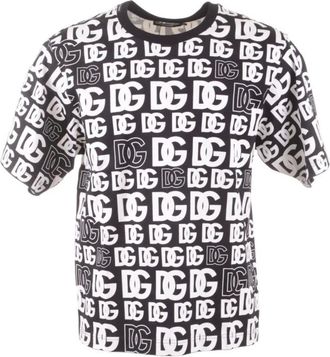 Dolce & Gabbana Homme, Tops, Noir, Taille: M DG Print T-shirt &agrave; Manches Courtes