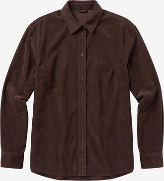 Knowledge Cotton Apparel Damen vegan Hemd Vega Lockere Passform Cord Farbe Chocolate Torte