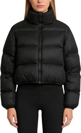 Generic Doudoune courte dhiver matelass&eacute;e &agrave; manches longues et col montant pour femme, Noir, XL