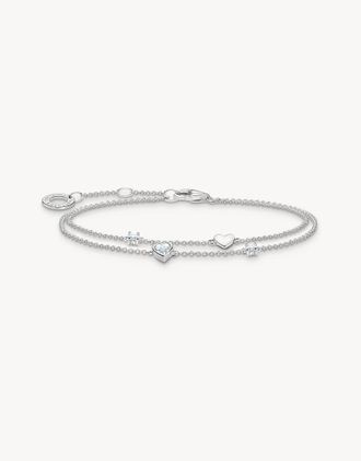 Thomas Sabo Bracelet en argent sterling 925 &agrave; coeurs et pierres blanches - Argent&eacute;