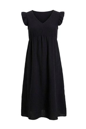 Ulla Popken Maxikleid Maxikleid A-Linie V-Ausschnitt Fl&uuml;gel&auml;rmel