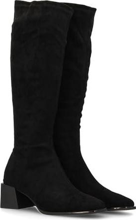 Shoes & Blues Bottes hautes pour femme, finition lisse, design stylis&eacute; et &eacute;l&eacute;gant. Talon carr&eacute;. Bout carr&eacute; id&eacute;al pour lhiver automne., Noir, 40 EU