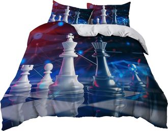 Generic Bettbezug Schach Science-Fiction-Kunst Bettw&auml;sche Set 135x200 cm, Dunkelfarben Bettw&auml;sche-Set M&auml;dchen Junge Kinder Deluxe Mikrofaser Weiche Bettbezug 