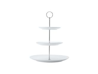 Maxwell & Williams DV0027 3-st&ouml;ckige Etagere mit DREI Tellern - Porzellan Wei&szlig; - Serie Diamonds - Geschenkbox