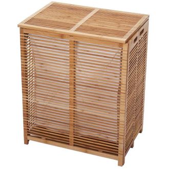 Mendler Coffre / panier &agrave; linge HWC-B18, Bambou 61x50x35cm
