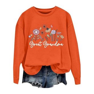 Generic Sweat-shirt femme pull &agrave; col rond t-shirt &agrave; manches longues grand sweat-shirt grande chemise floral graphique col ras du cou manches longues pour femm
