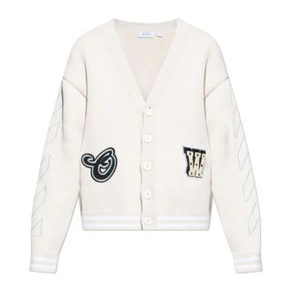 Off-white Homme, Pulls, Beige, Taille: L Star Logo Diagonal Varsity Knit Cardigan