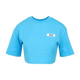 Msgm Cropped T-Shirt - - Tops - Damen - Blau - M
