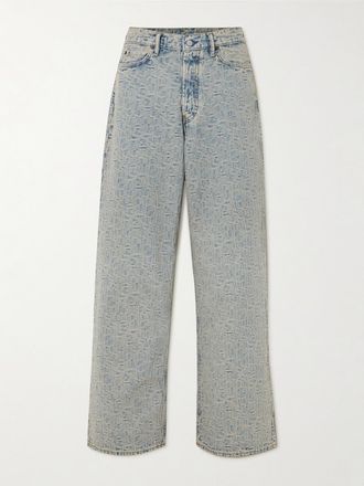 Acne Studios 1981 Tief Sitzende Jeans Mit Weitem Bein Aus Denim Mit Jacquard-muster - Blau
