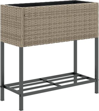 vidaXL Jardini&egrave;re avec &eacute;tag&egrave;re gris r&eacute;sine tress&eacute;e vidaXL