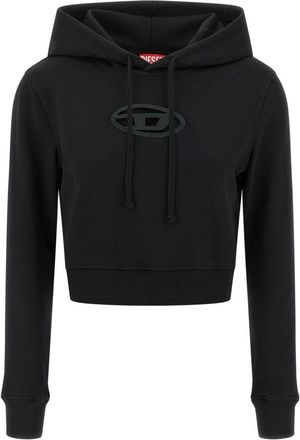 Diesel Femme, Sweatshirts et sweats à capuche, Noir, Taille: 38 FR Sweat à capuche noir avec logo Oval D