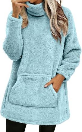 Generic Hauts dhiver pour femmes, sweatshirts britanniques pour femmes, couleur unie, haut surdimensionn&eacute;, col rond, manches longues, automne hiver, d&eacute;contrac