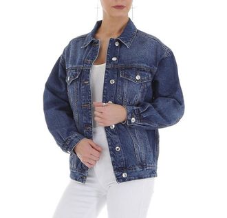 Ital-Design Jeansjacke Damen Freizeit Used-Look Jeansjacke in Blau