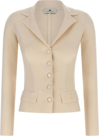 Elisabetta Franchi Femme, Vestes, Blanc, Taille: 38 FR Veste en laine tricot&eacute;e
