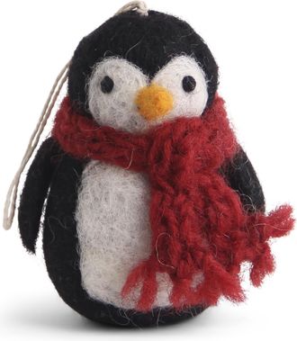 Én Gry & Sif Weihnachtsanhänger Baumschmuck Pinguin mit rotem Schal Filz