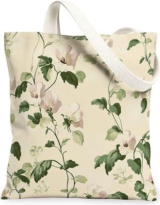 Generic Sac fourre-tout en toile r&eacute;utilisable pour le shopping, 33 x 38 cm, motif fleurs sauvages vintage, sac d&eacute;picerie r&eacute;utilisable pour femme, esth&eacute;tique, 