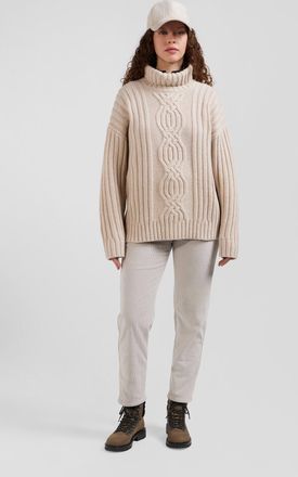 Eden Park Pull Col Chemin&eacute;e En Laine M&eacute;lang&eacute;e Effet Noeud Ivoire Coupe Oversized