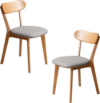 Generic Set Mit 1/2/4 Esszimmerstühlen - Moderne Bauernküchenstühle Aus Massivem Eichenholz Mit Ergonomisch Gebogener Rückenlehne (Walnuss-Finish, 18,5 T X 19