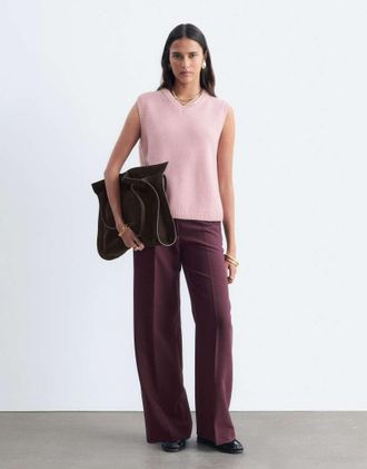& Other Stories Wide-Leg-Hose mit vorderer Naht in Burgunderrot