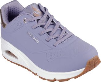 Skechers Slip-On Sneaker SKECHERS UNO SHIMMER AWAY, Damen, Gr. 35, lila (lila, metallic), Lederimitat, Schuhe Sneaker, Slipper, Freizeitschuh, Plateausneaker m