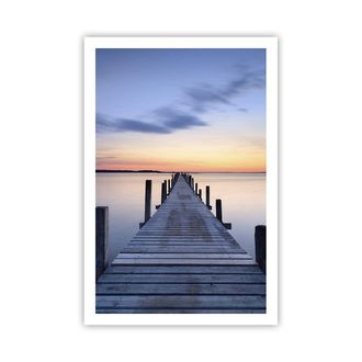 Arttor Poster ohne Rahmen Sonnenuntergang See Wasser Brücke Deko 61x91cm Wandposter Art Prints Wandbilder Dekoration Wohnzimmer Schlafzimmer Küche Wanddeko B