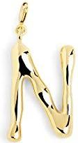 Singularu Charm Lettre XL. Pendentif initial en laiton avec finition plaqué or 18Kt. À combiner avec un collier. Bijoux pour femme. Lettre N