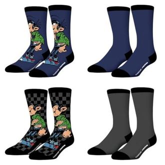 Freegun Lot de 4 paires de chaussettes Gaston Lagaffe, Noir Taille 43/46