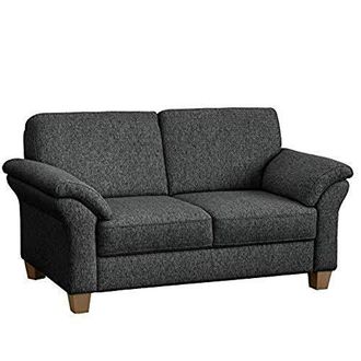 Cavadore 2-Sitzer Byrum / Gro&szlig;e 2er-Couch im Landhausstil mit Federkern / Passend zur edlen Sofagarnitur Byrum / 156 x 87 x 88 / Flachgewebe: Grau