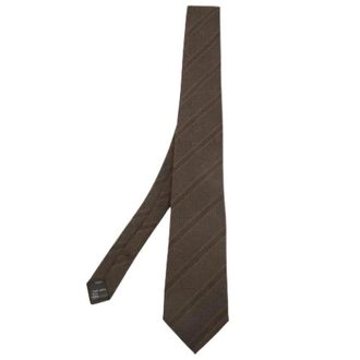 Dolce & Gabbana Cravate en soie ray&eacute;e Pre-owned - Homme - Pre-owned - Brun - Taille: ONE Size