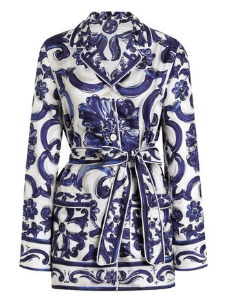 Dolce & Gabbana Gürtel-Oberteil mit Majolica-Print - Blau